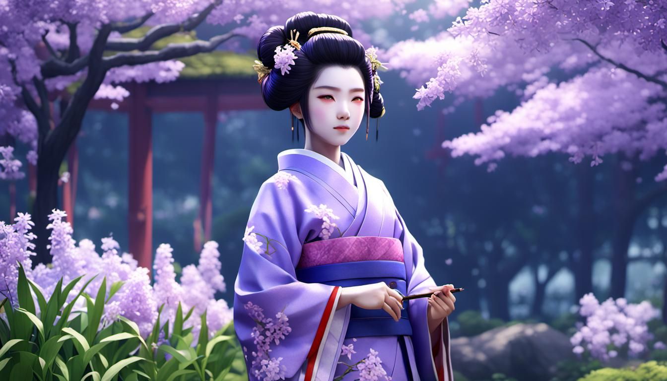 geisha in a garden - AI Generated Artwork - NightCafe Creator