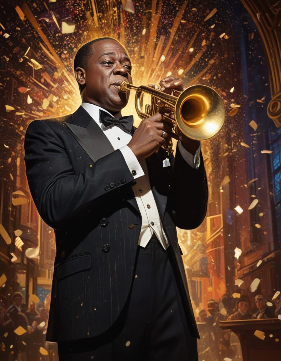 Jazz Legend Louis Armstrong Enchants 1930s Speakea... - AI Art