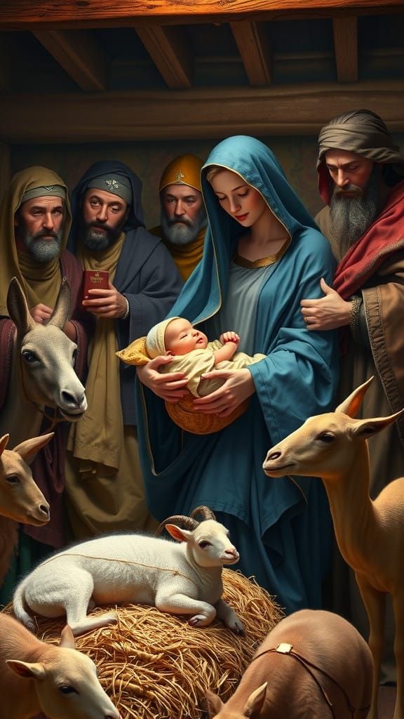 Realistic Nativity Scene Depiction with Family and... - AI Art