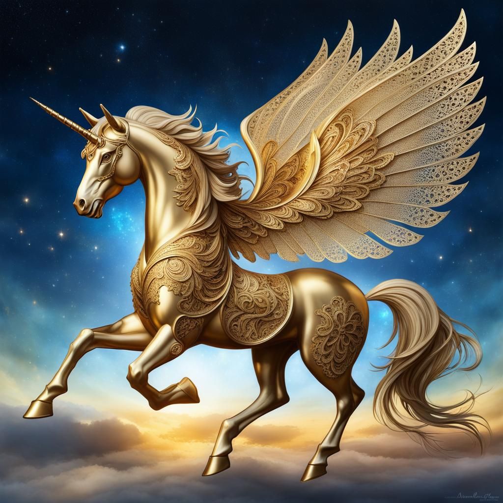 Gold Pegasus - AI Generated Artwork - NightCafe Creator