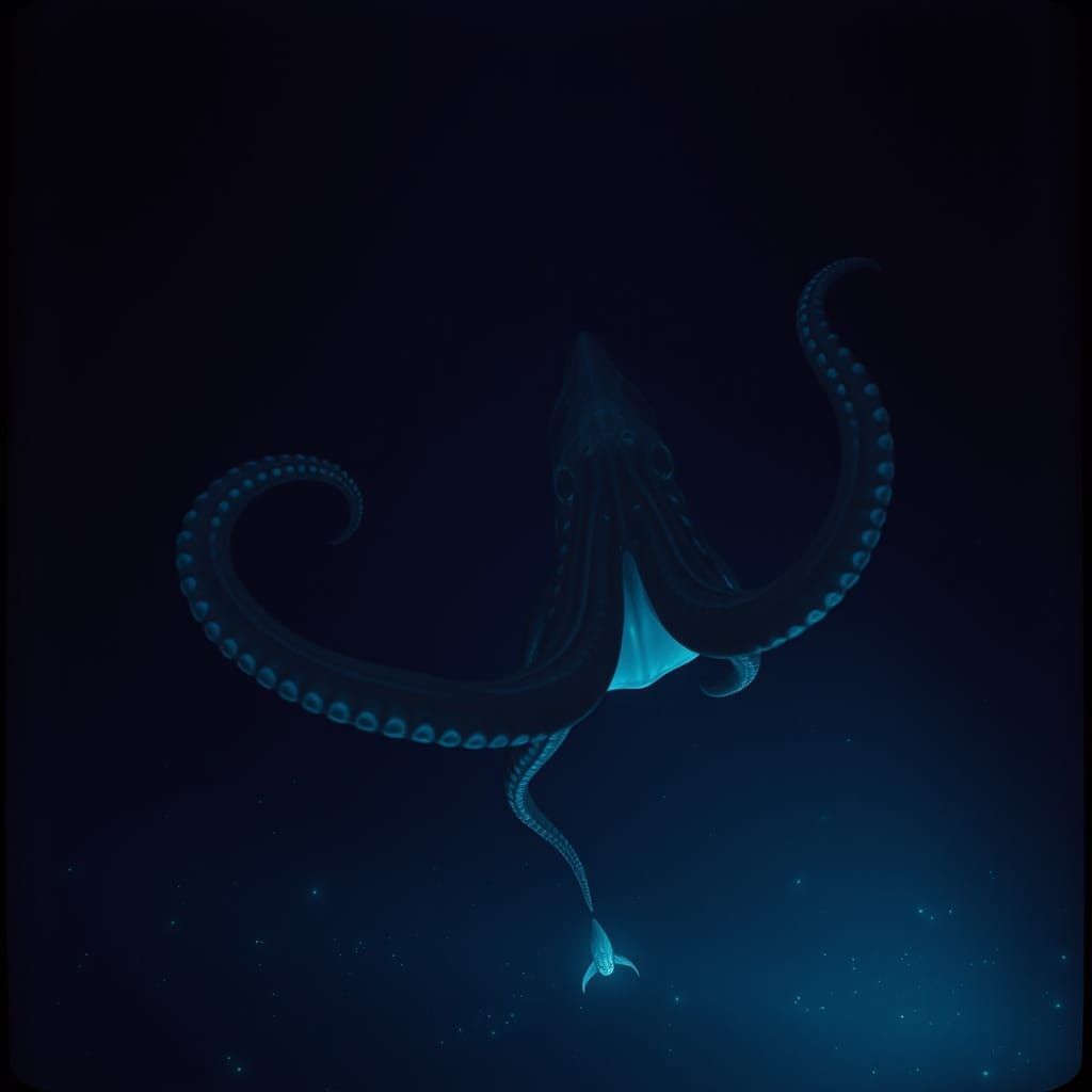 Colossal Squid Emerges from the Abyss in a Cinemat... - AI Art