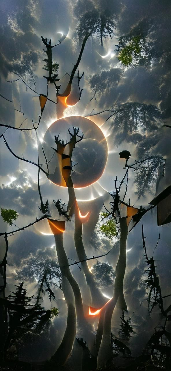 A solar eclipse through the trees - AI Generated Artwork - NightCafe ...
