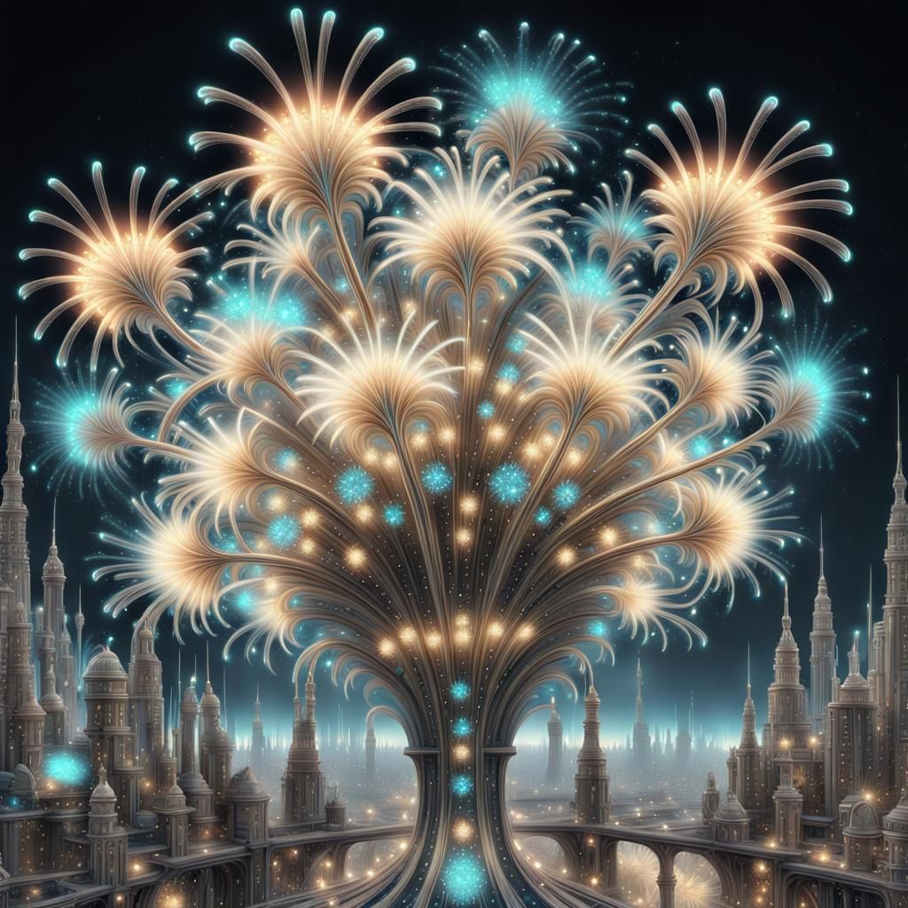 Fantasy Fireworks - AI Generated Artwork - NightCafe Creator