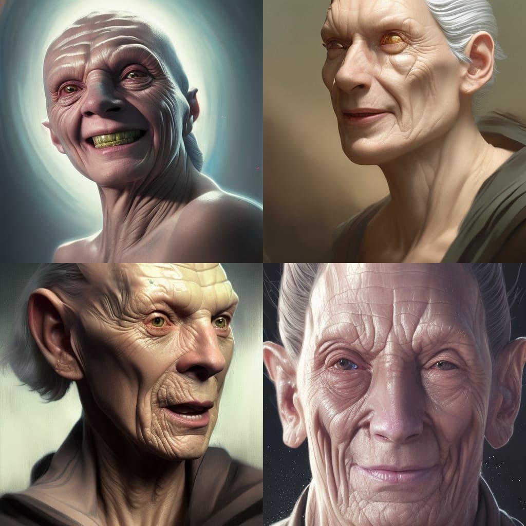 snoke smiling, beautiful, wise, photorealistic cgi by weta workshop ...