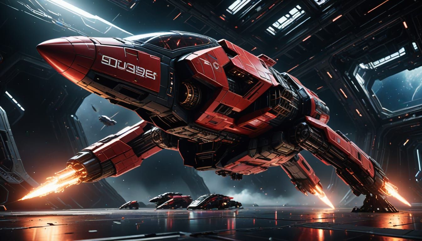Sci-Fi Fighter Starship in Space: Unreal Engine 5 ... - AI Art