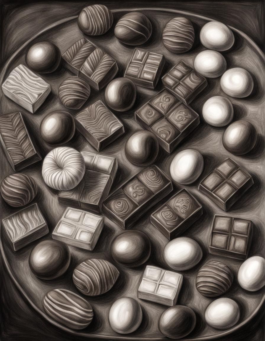 box of eaten chocolates. - AI Generated Artwork - NightCafe Creator