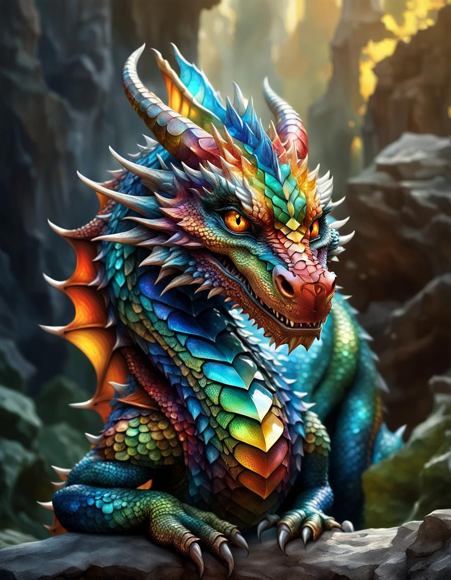 Amazing Stunning mystical beautiful multi colored friendly dragon with ...