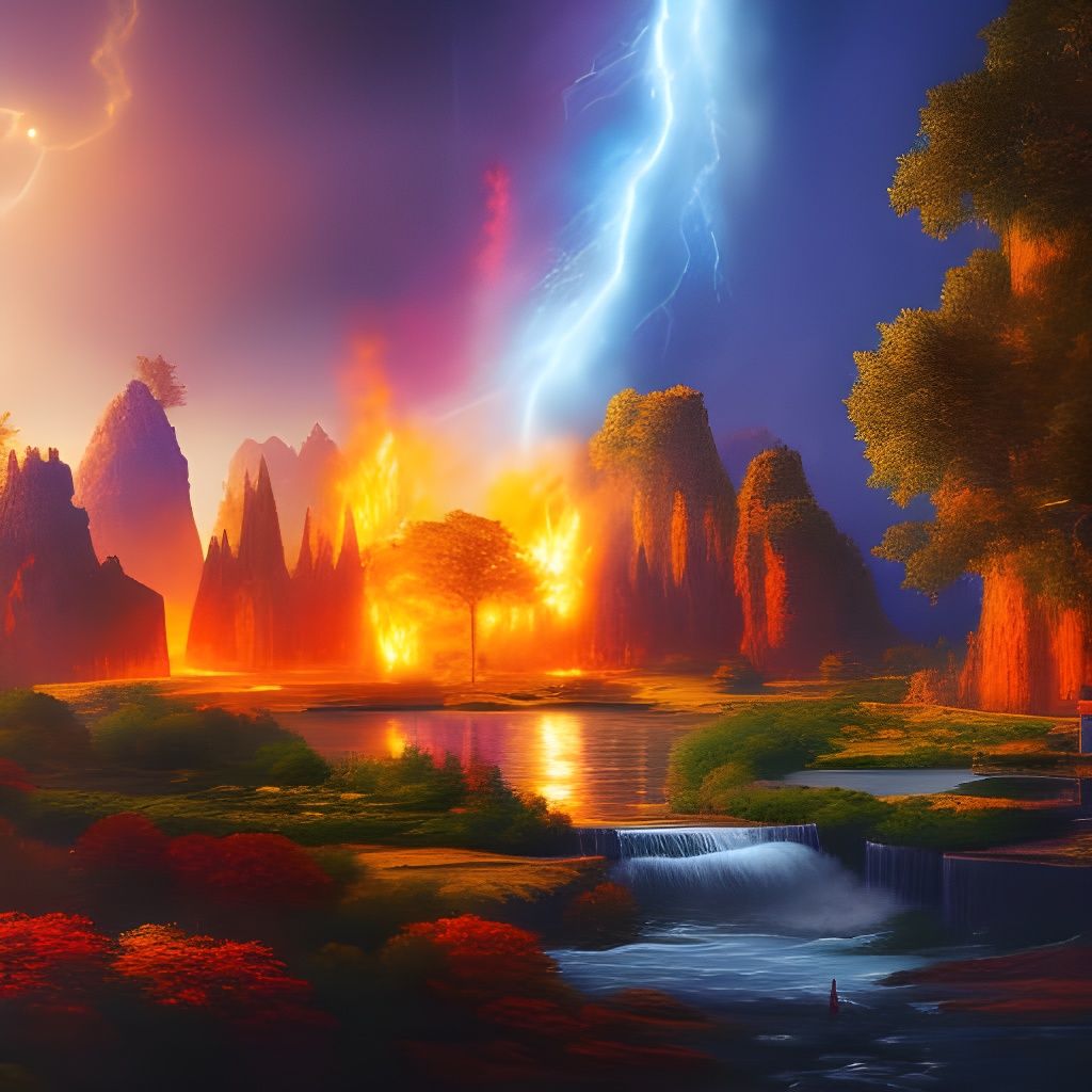 four elements landscape - AI Generated Artwork - NightCafe Creator