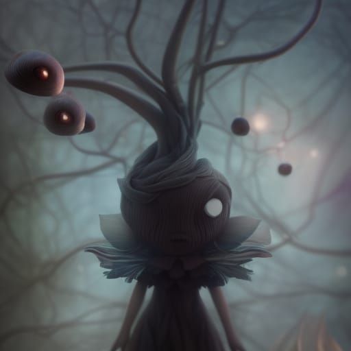 fractal diffusion; ghostcore, darkfantasy; a ring of mushrooms, forest ...