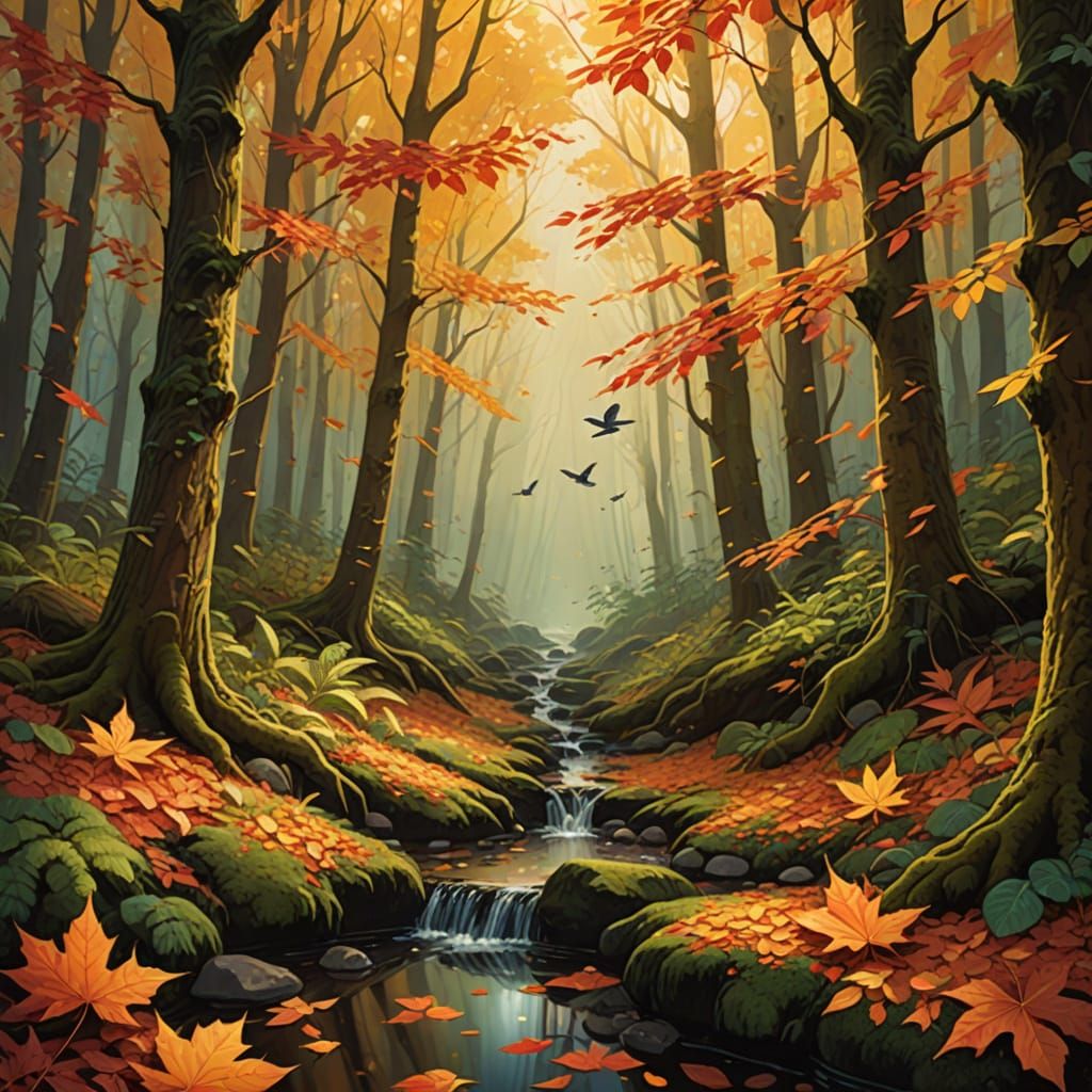 Enchanted Autumn Forest - Enchanted Autumn Woodland in Vib...