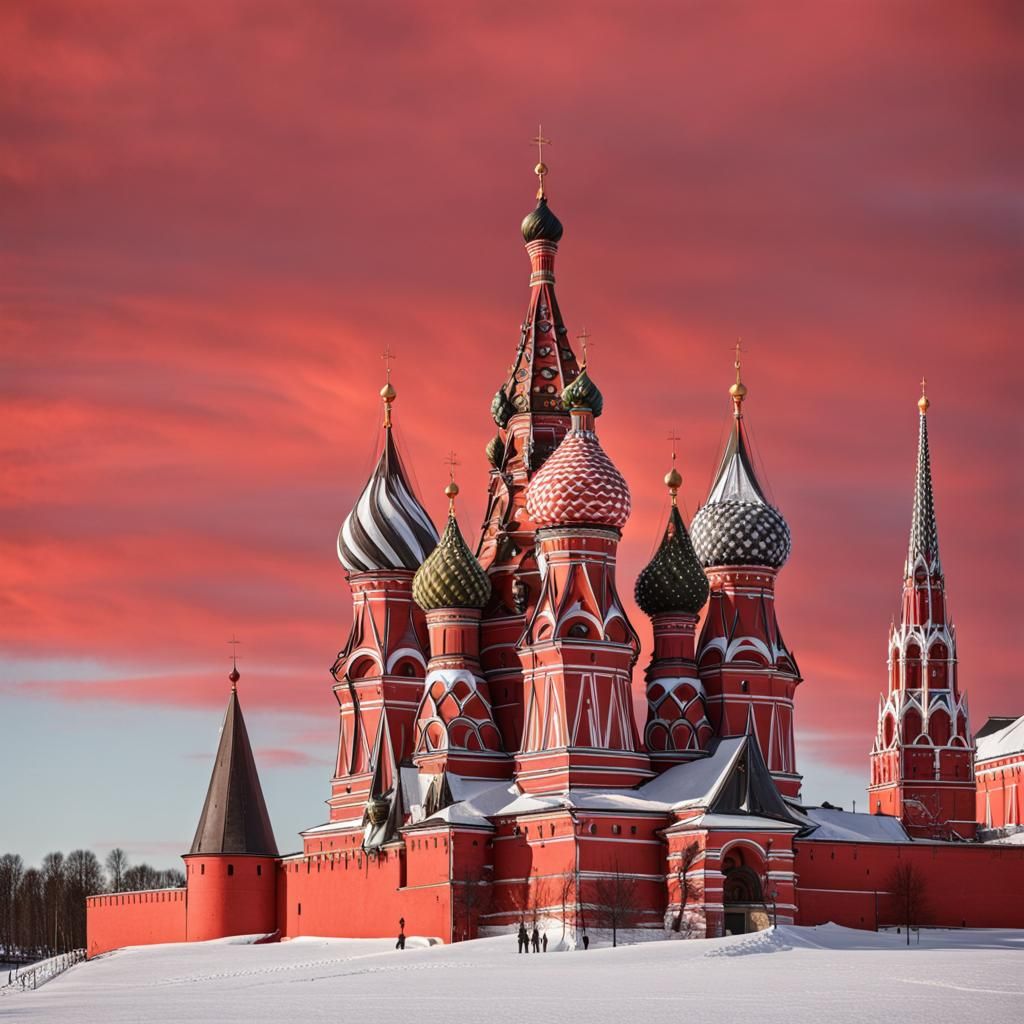 Kremlin painted in Falun red - AI Generated Artwork - NightCafe Creator