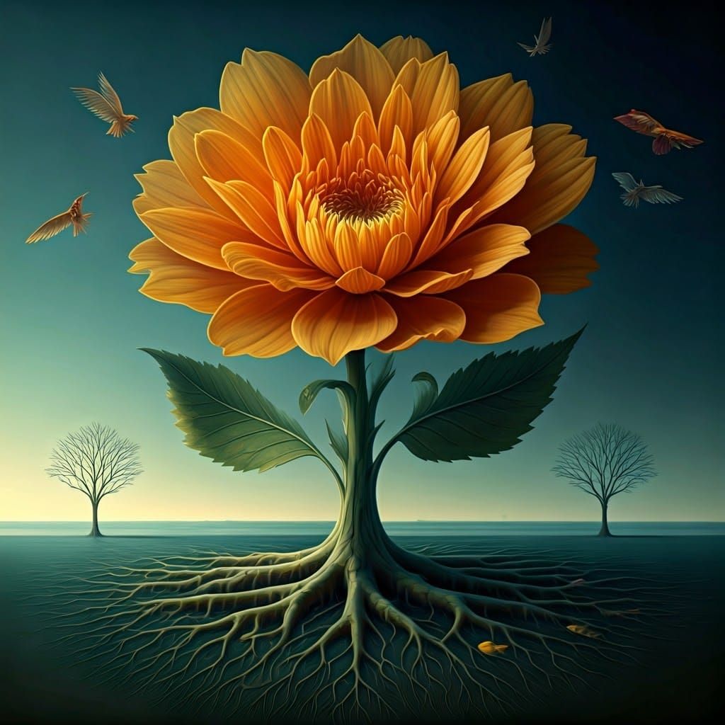 Surrealistic Bloom - Surrealistic Flower Blooms with Feline ...