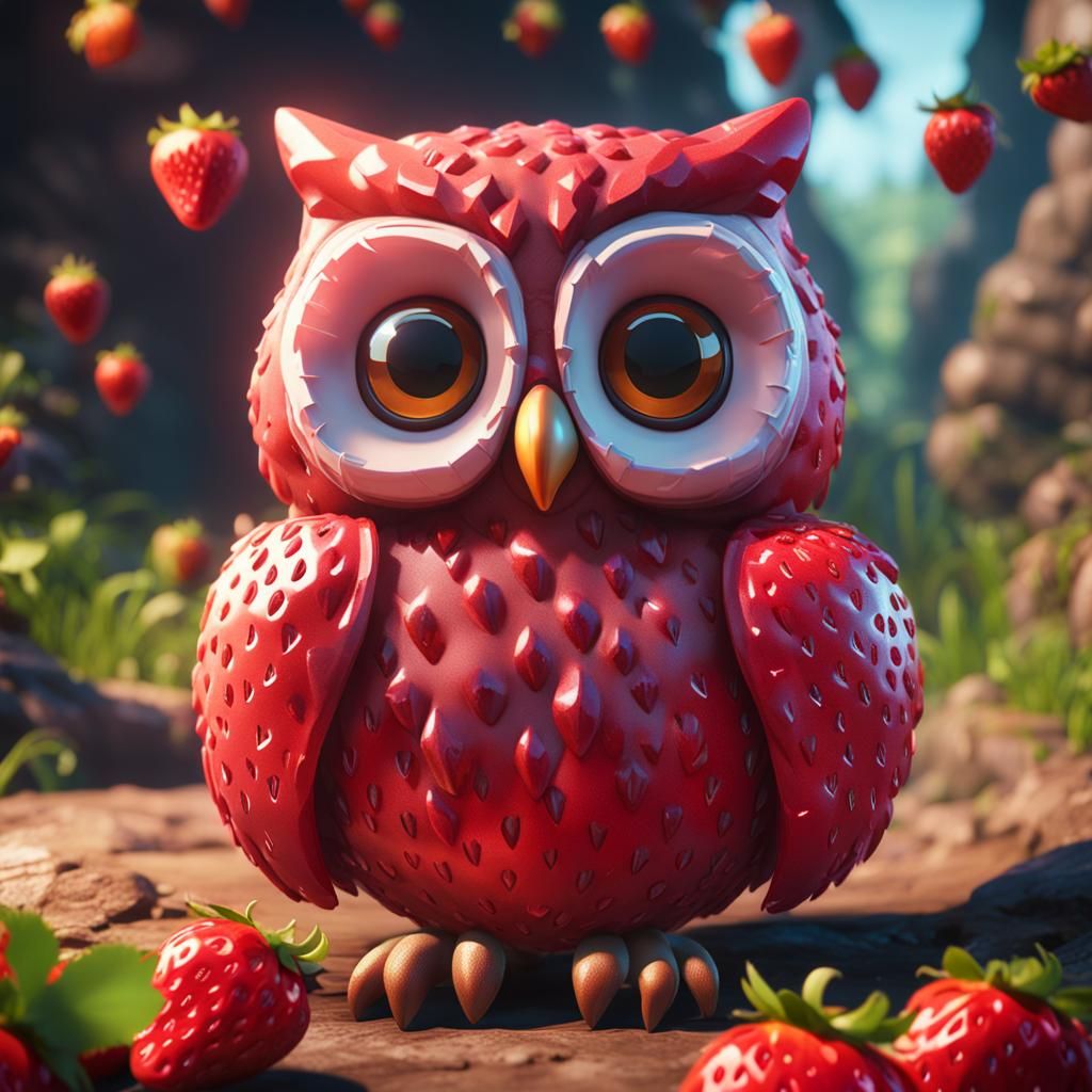 An owl made of strawberry. - AI Generated Artwork - NightCafe Creator