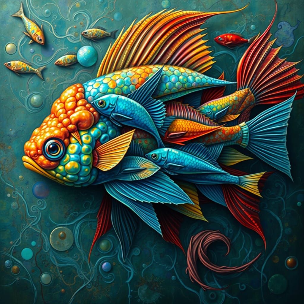 pez monstruo - Vibrant, Iridescent Sea Beast