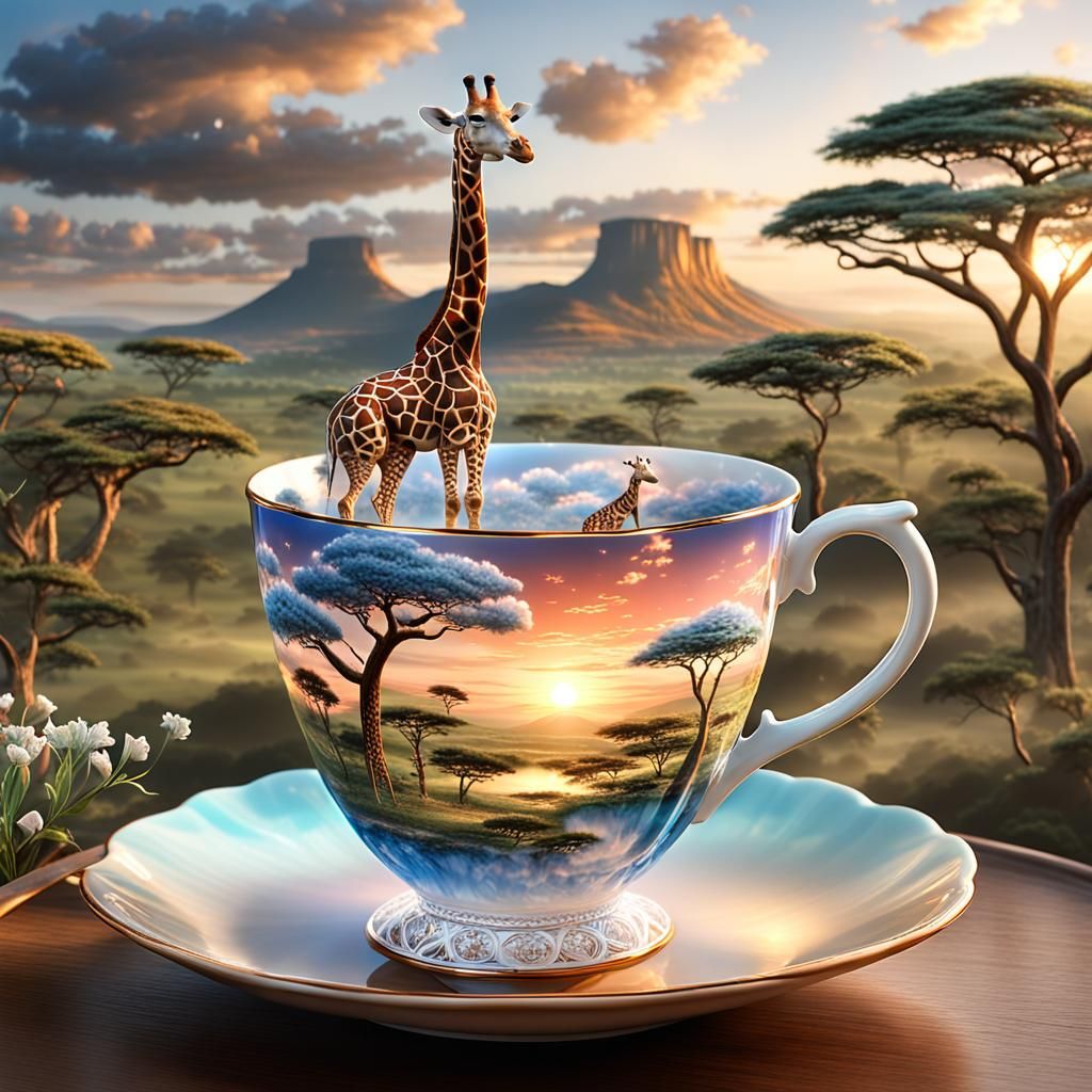 The Cup of Giraffes 2.0. - Glowing Giraffe Safari Tea Cup
