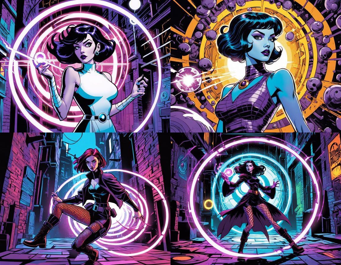 Goth Teleporter - Goth Woman Teleportation Circle in Comic B...