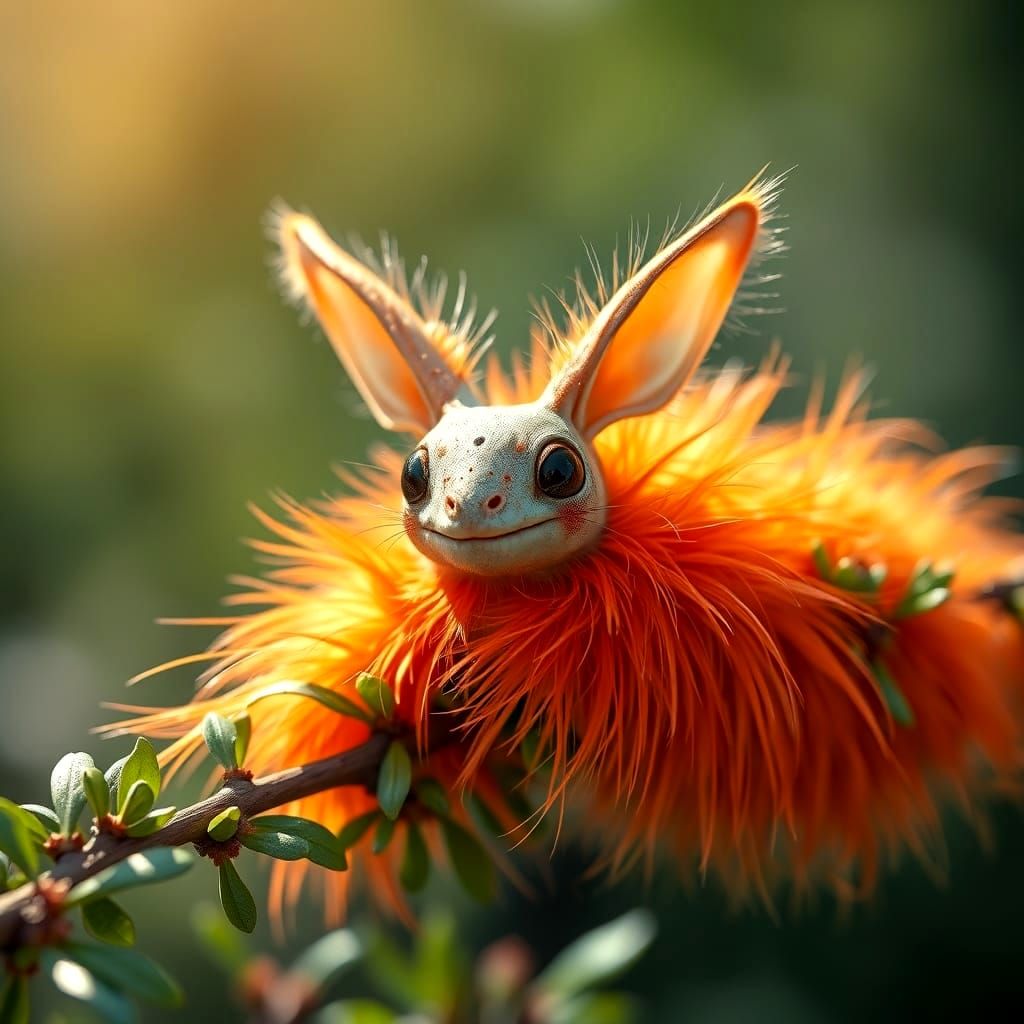 orange ear-worm - Vibrant Furry Creature Basks in Ethereal ...