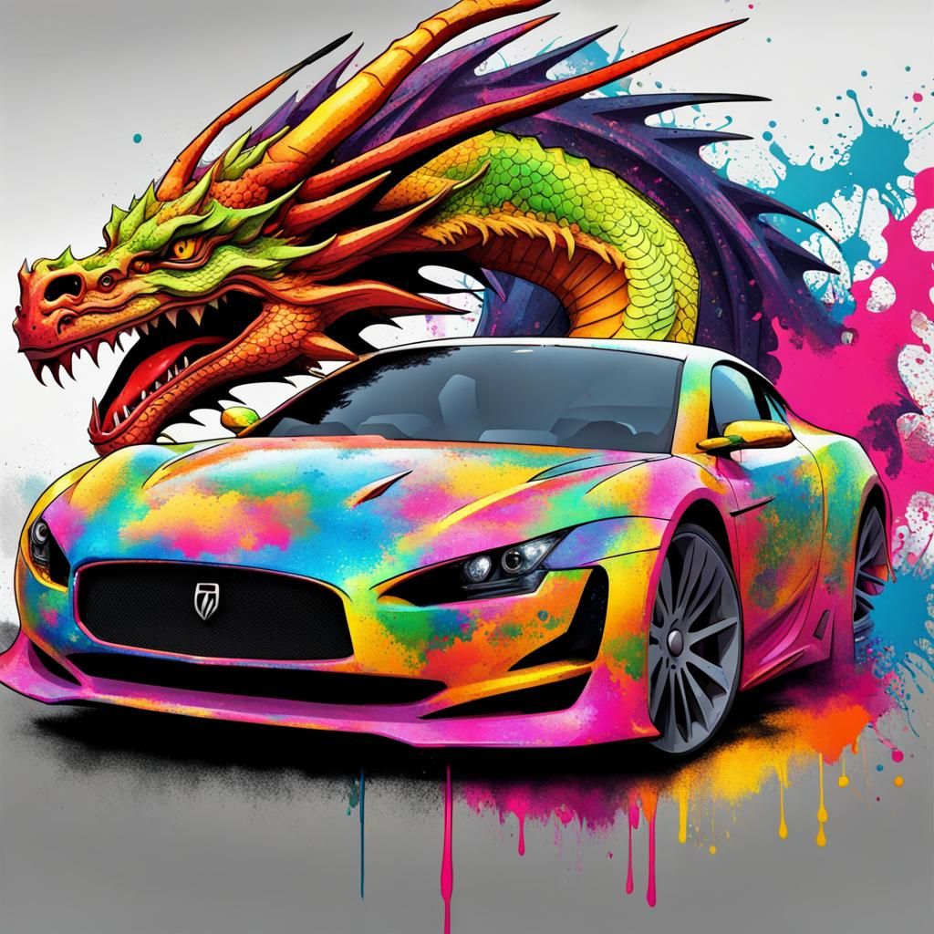 dragon car color splashed art future - AI Generated Artwork - NightCafe ...