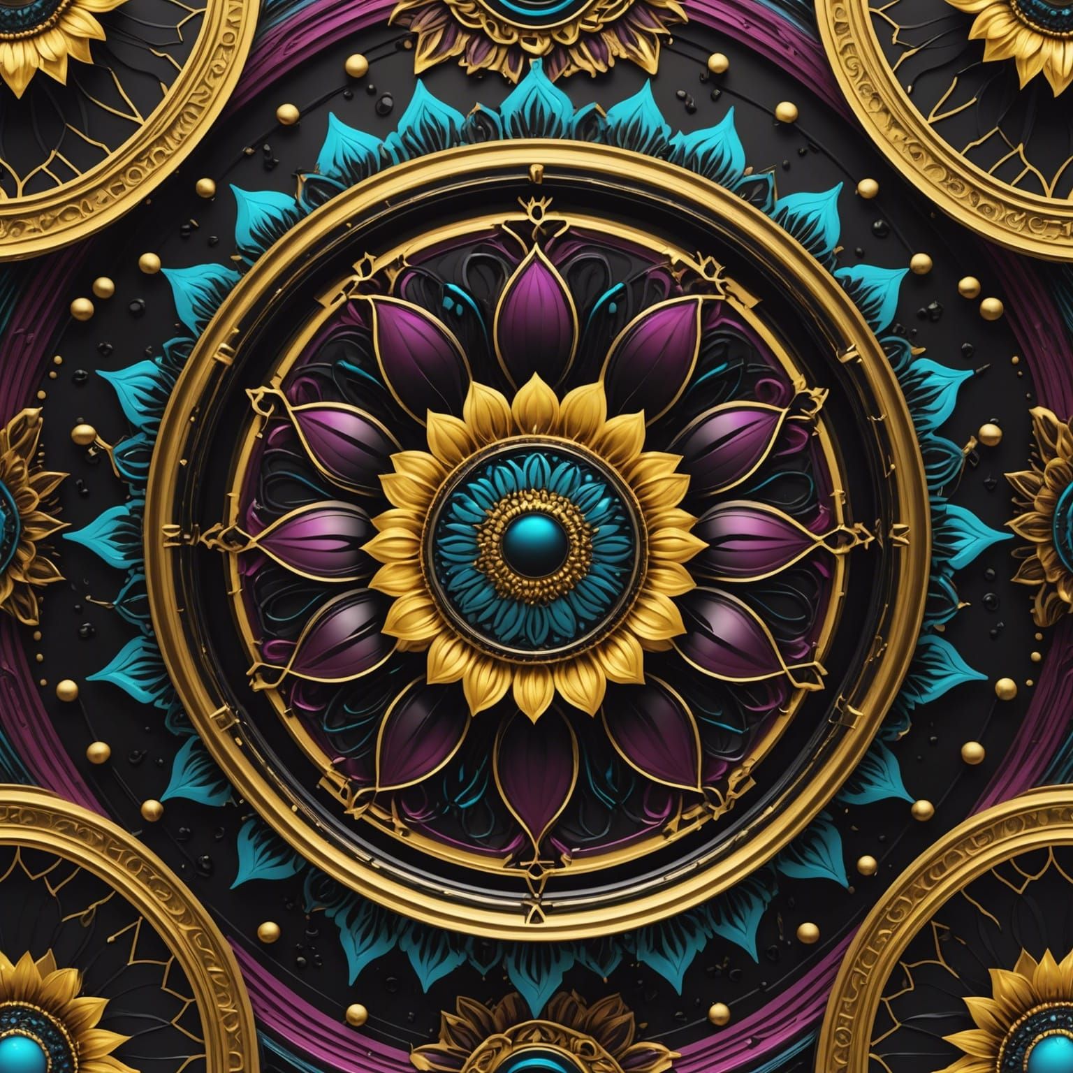 create a beautiful 3d abstract mandela image in the style of gua hau ...