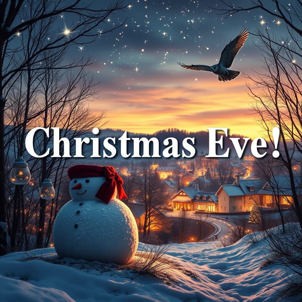 Winter Wonderland Christmas Scene with Festive Lig... - AI Art