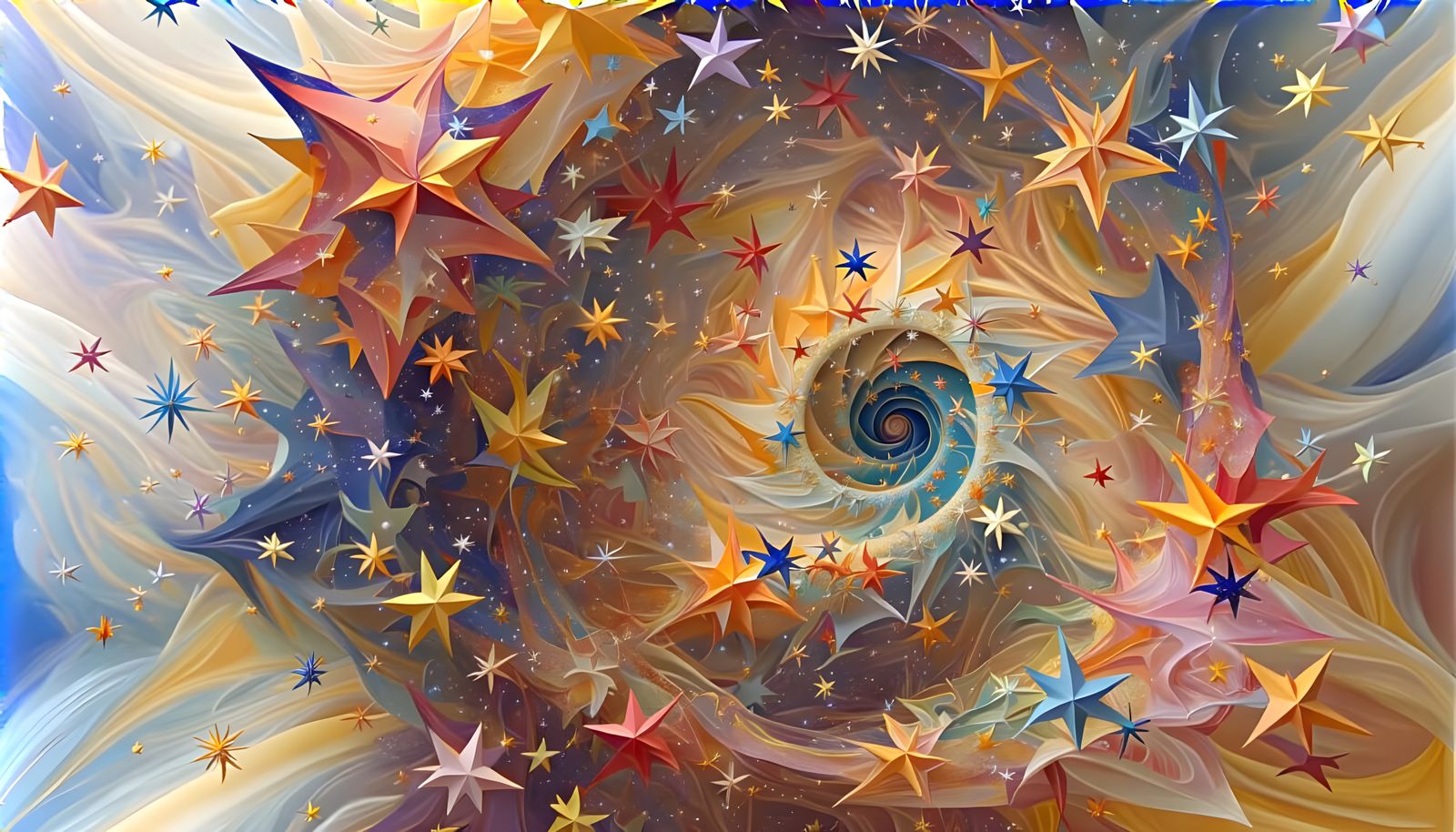 Star Winds - Stars Travel Through Cosmic Vortex in Oil Paint...