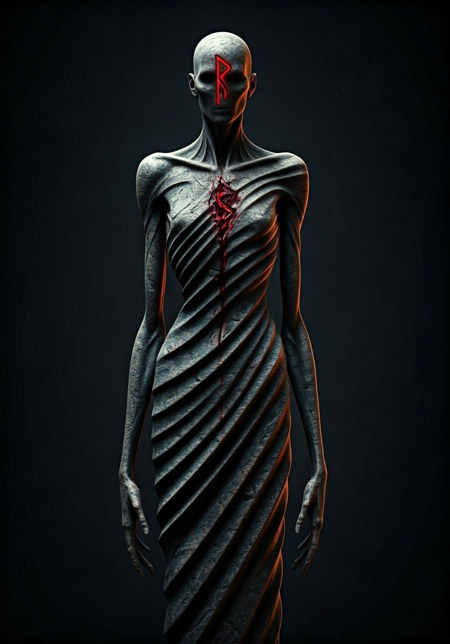 Cursed Statue - Gothic Horror Statue with Twisted Form and B...