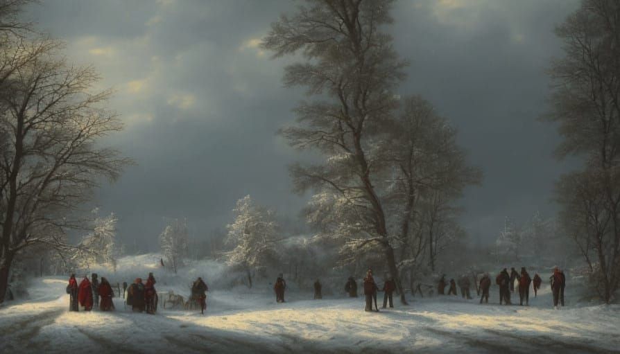 A winter's day, in a deep and dark December - AI Art
