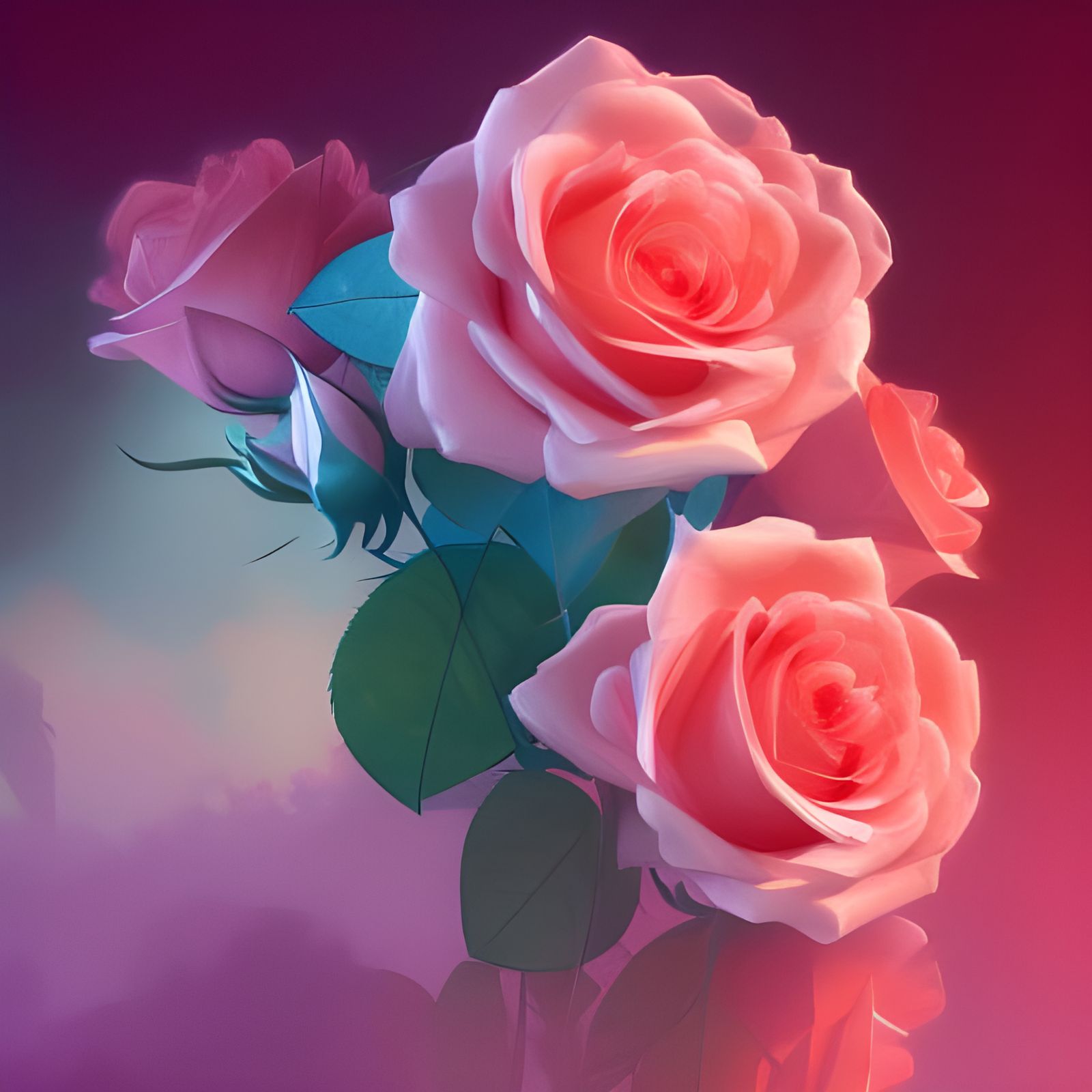 Pink roses - AI Generated Artwork - NightCafe Creator