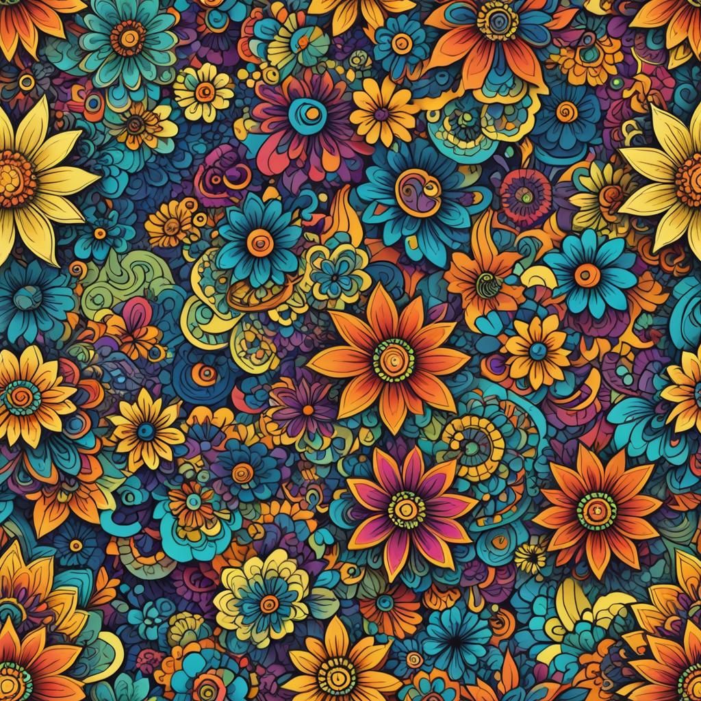 Psychedelic Flowers - AI Generated Artwork - NightCafe Creator