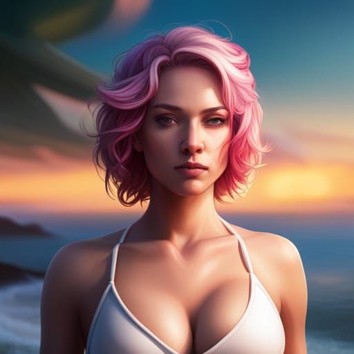 Pink Sunset 3 - AI Generated Artwork - NightCafe Creator