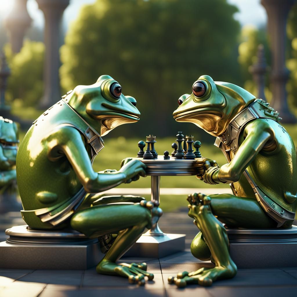 Frogs playing chess - AI Generated Artwork - NightCafe Creator