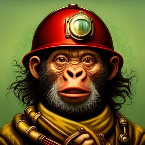 Firefighter chimp: bold and true, Intricate details: portrait's cue. HD ...