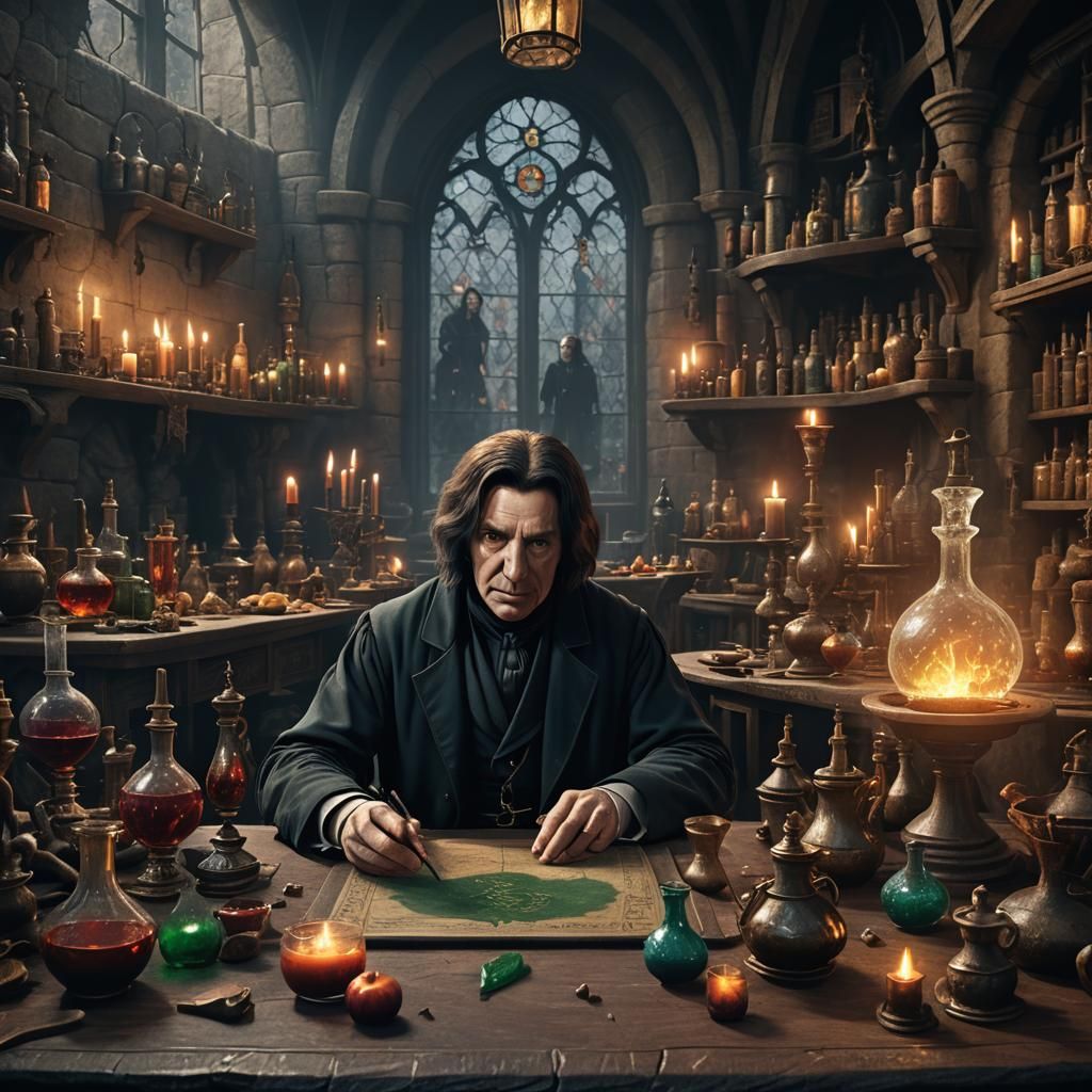 Professor Snape at an alchemy table - AI Generated Artwork - NightCafe ...