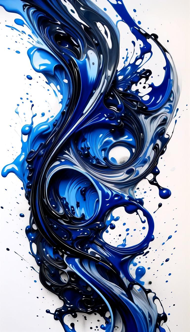 Blue Chrome black Ink flow: 8k resolution photorealistic masterpiece ...
