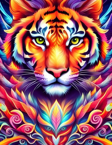 Psychedelic Tiger - AI Generated Artwork - NightCafe Creator