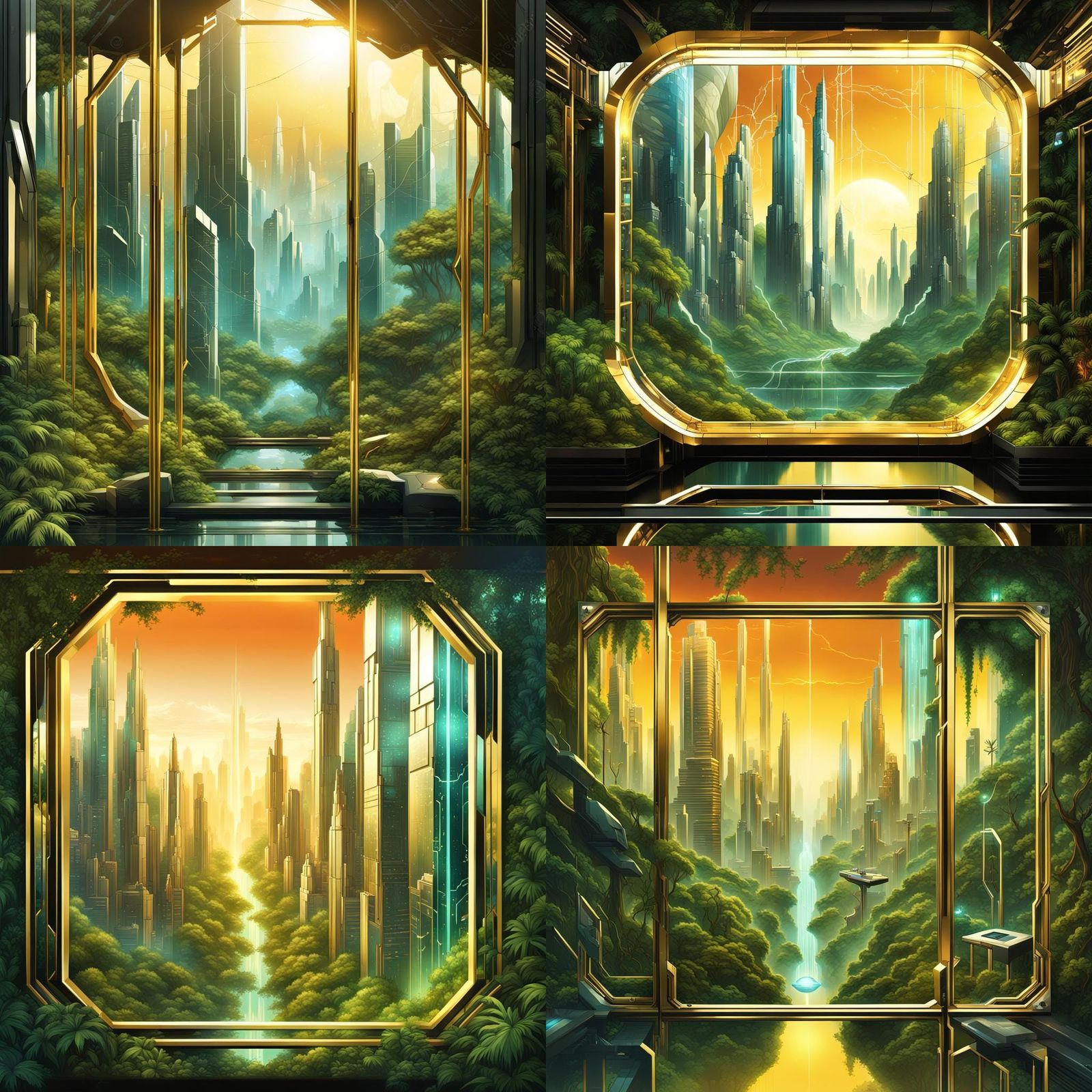 science fiction landscape, beautiful highly polished force-vector glass ...