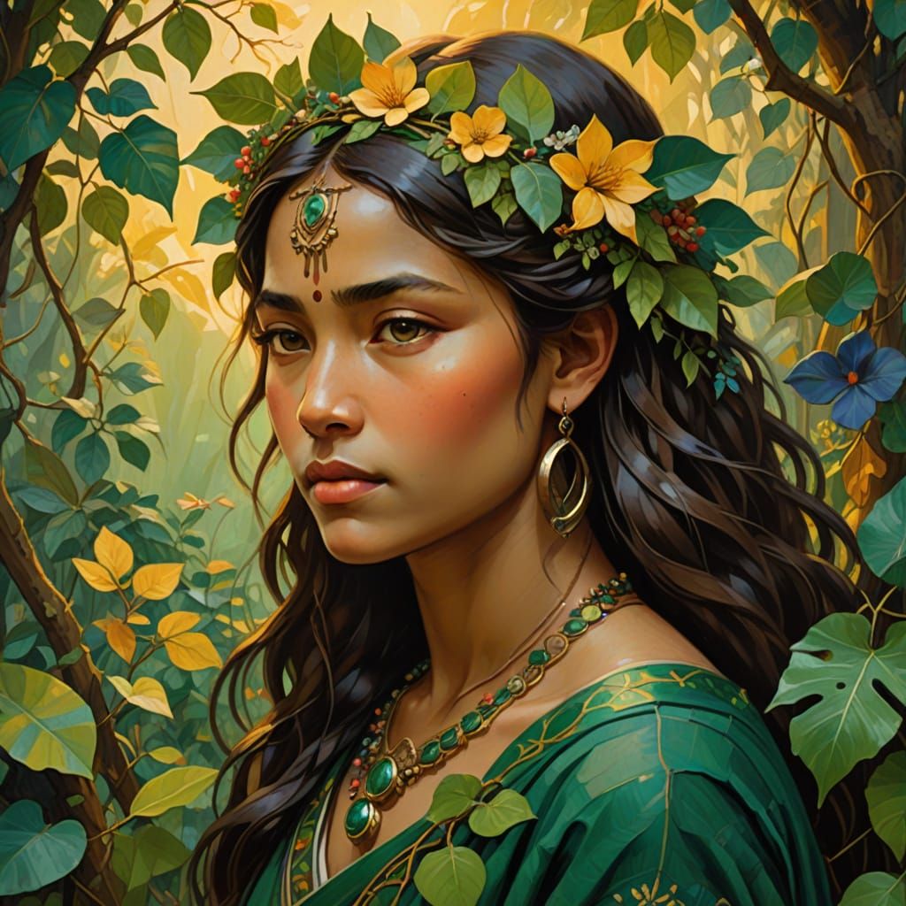 Terra - Goddess of Nature in Warm Oil Painting Style