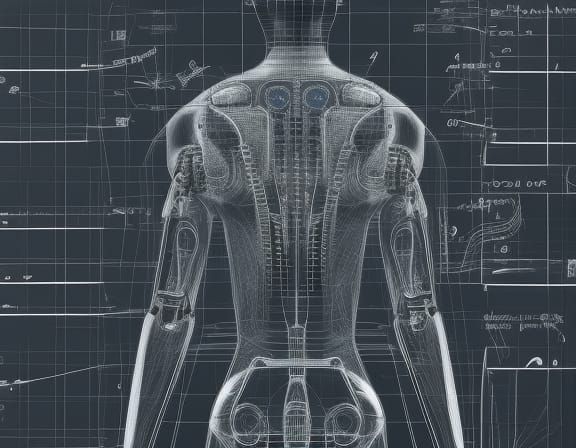 Blueprint backview cyborg - AI Generated Artwork - NightCafe Creator