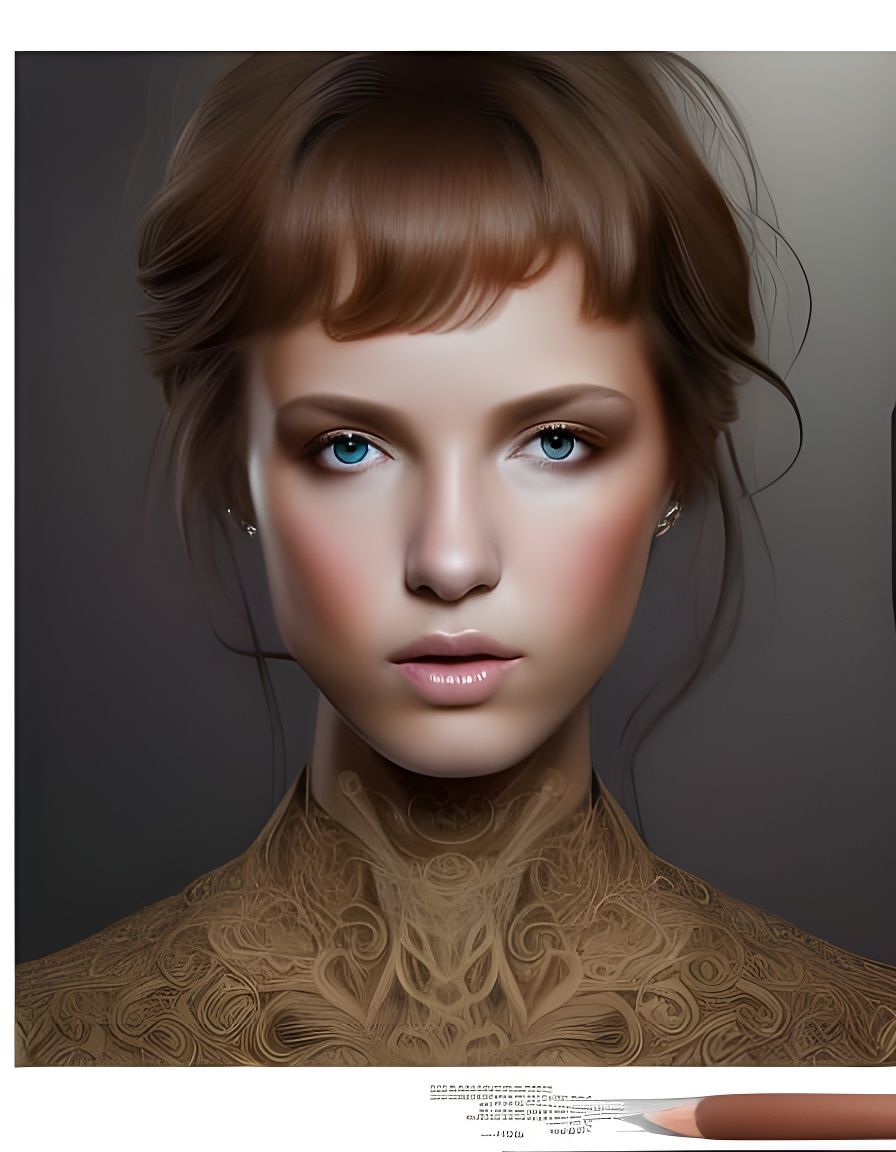 Portrait of young woman, very pretty and cute, hyperrealistic ...