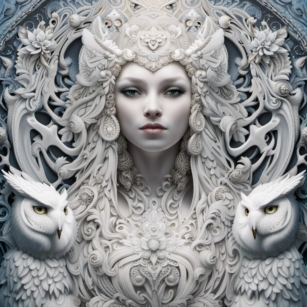 Snowy Owl Queen - AI Generated Artwork - NightCafe Creator