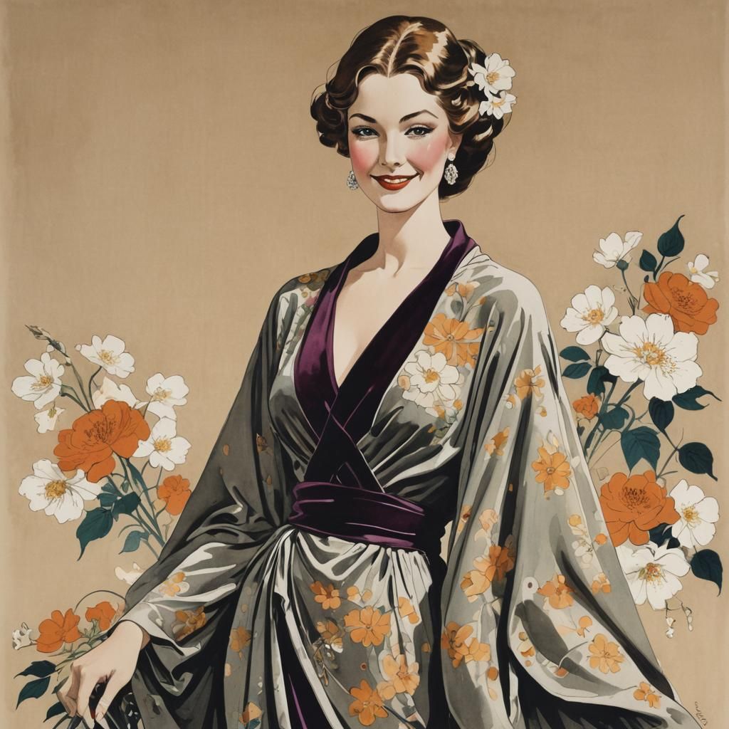 Enchanting figure clad in a sumptuous velvet robe... - AI Generated ...