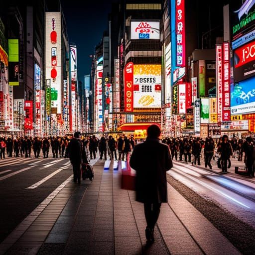 Street Photography bioluminicent glowing neon japan - AI Generated ...