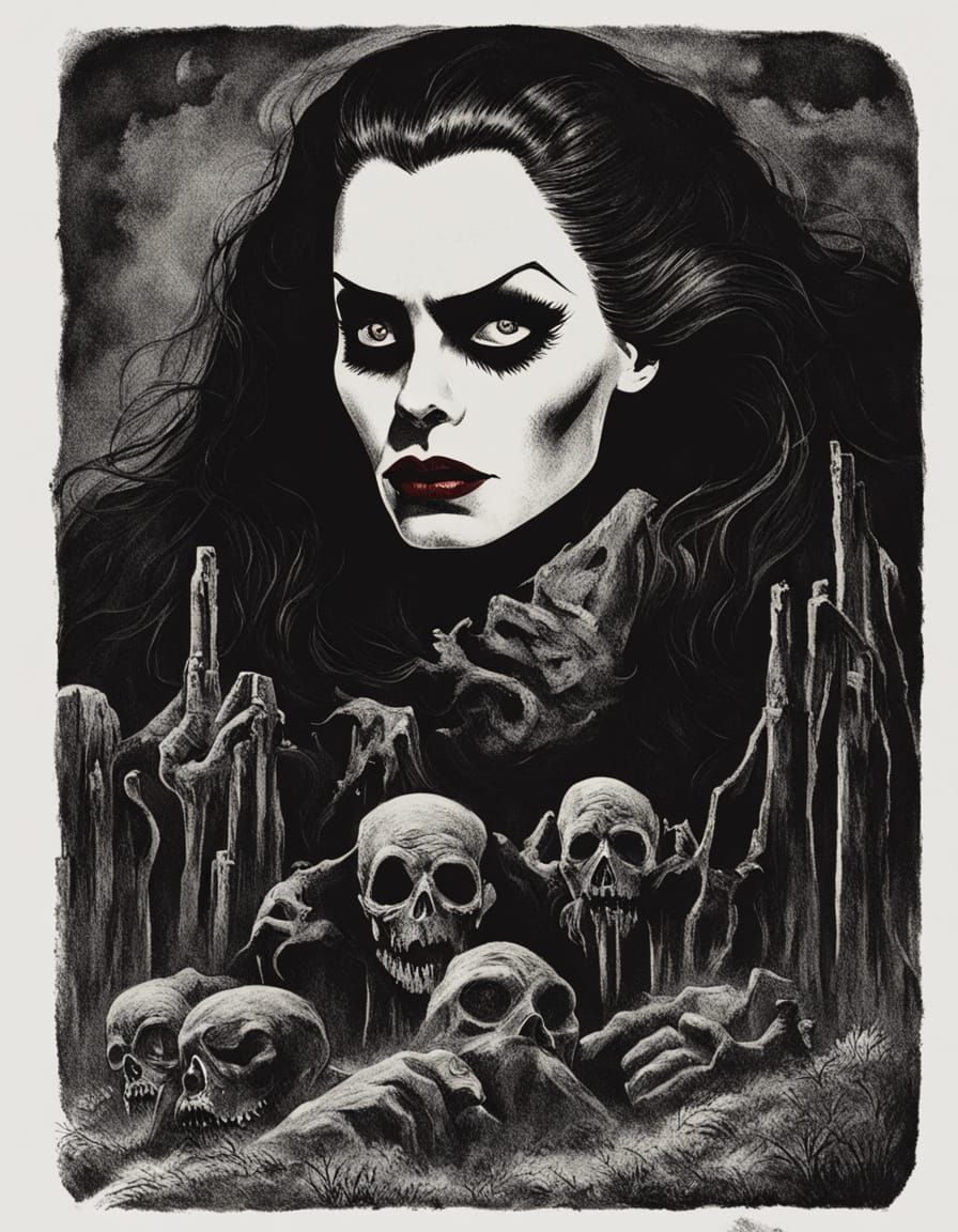 Ethereal Vampire Portrait in Dark, Mysterious Atmo... - AI Art