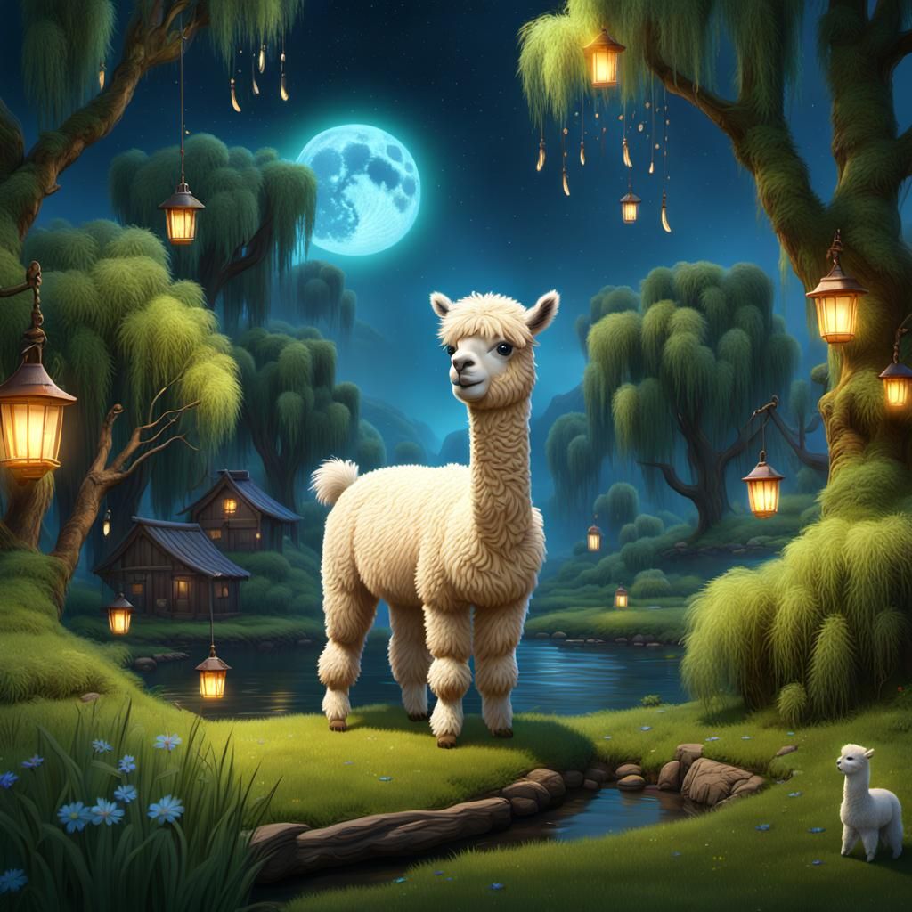 Alpaca In The Night - AI Generated Artwork - NightCafe Creator