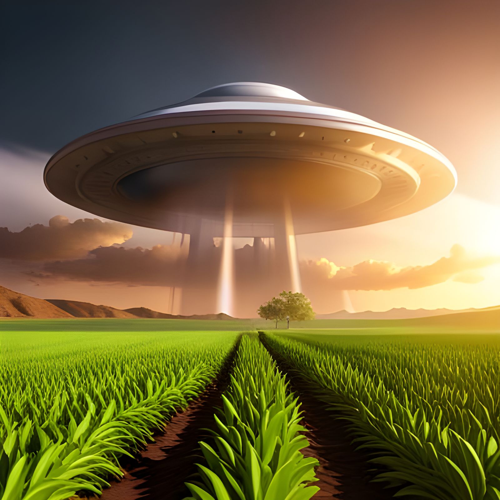 ufo abducting fat milk cow out of field of dreams,alien craft,uhd,12 k ...