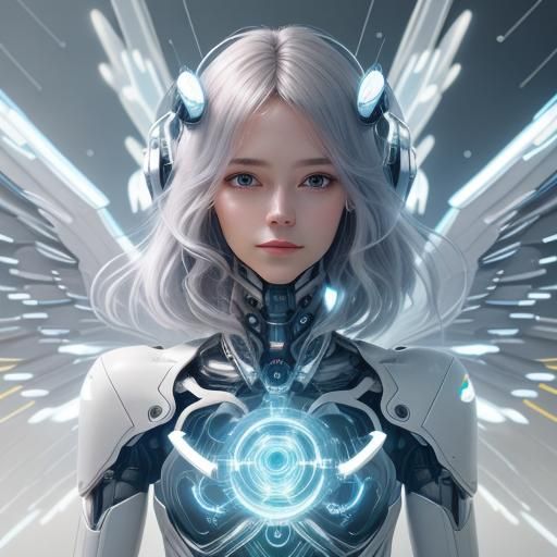 Cyberpunk Goddess in a Gentle Utopia - AI Art