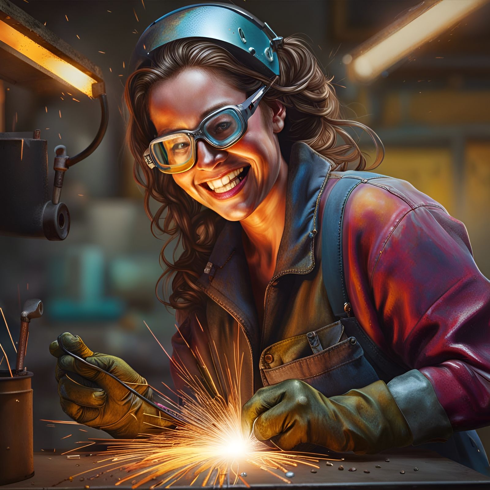Female Trademan Welder - AI Generated Artwork - NightCafe Creator