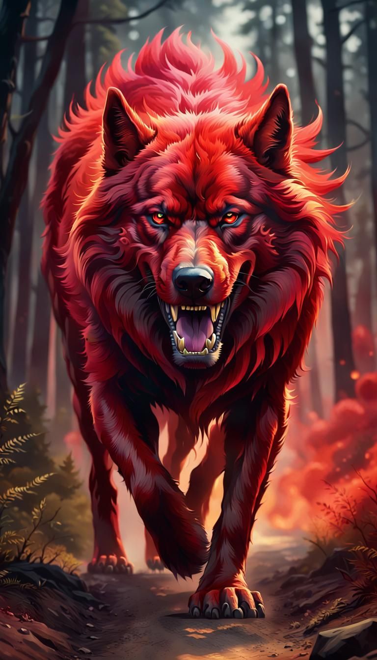 Menacing red impressive dog. - AI Generated Artwork - NightCafe Creator