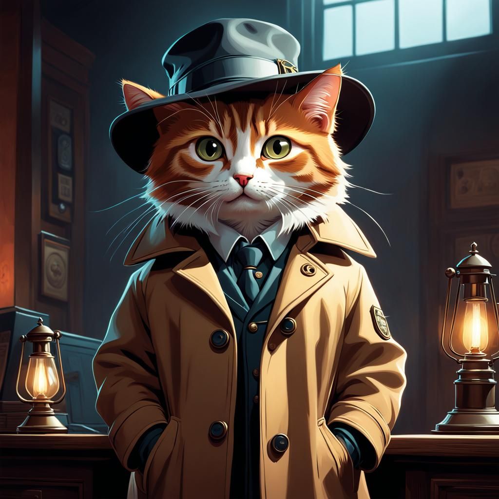 kitty detective - AI Generated Artwork - NightCafe Creator
