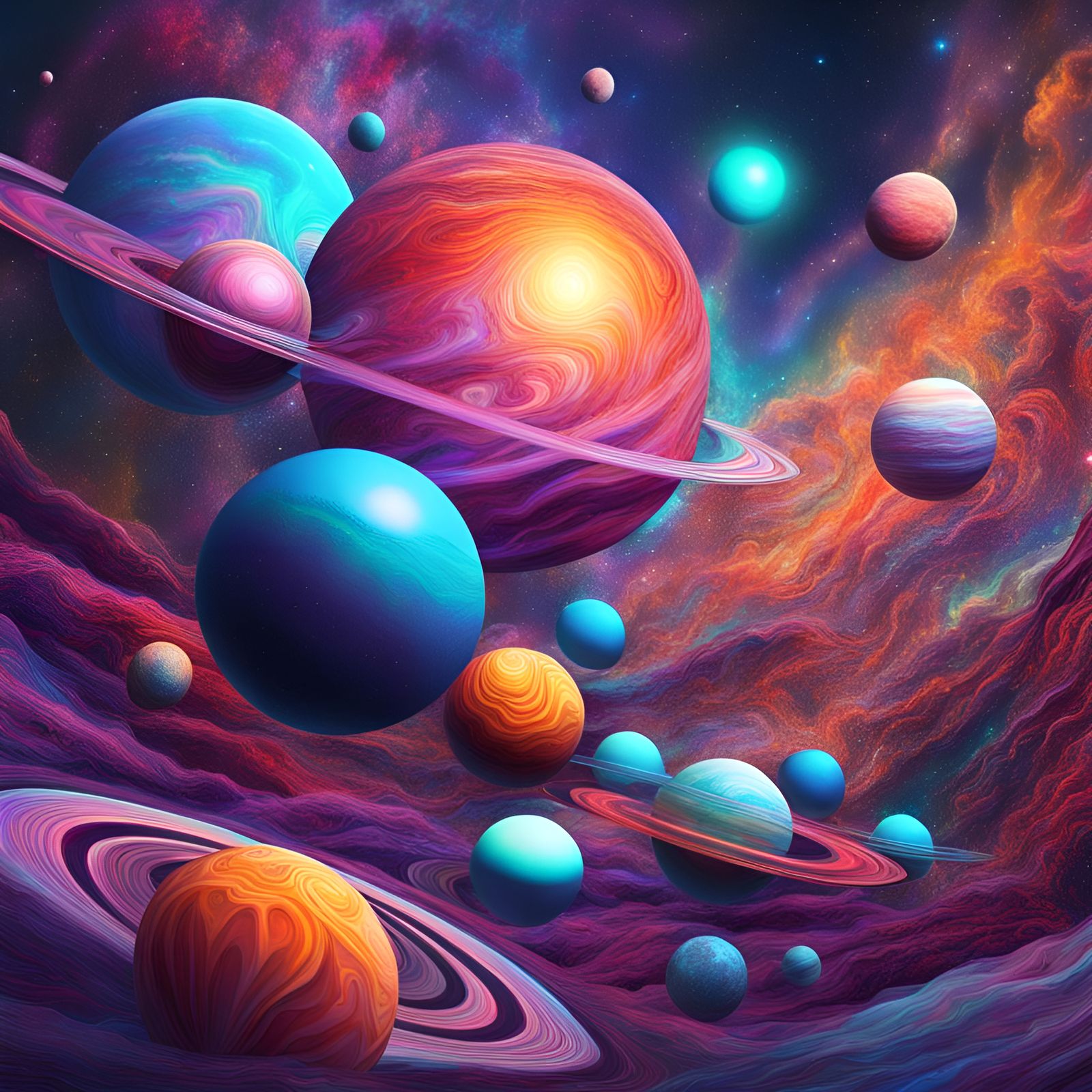 trippy space planets - AI Generated Artwork - NightCafe Creator